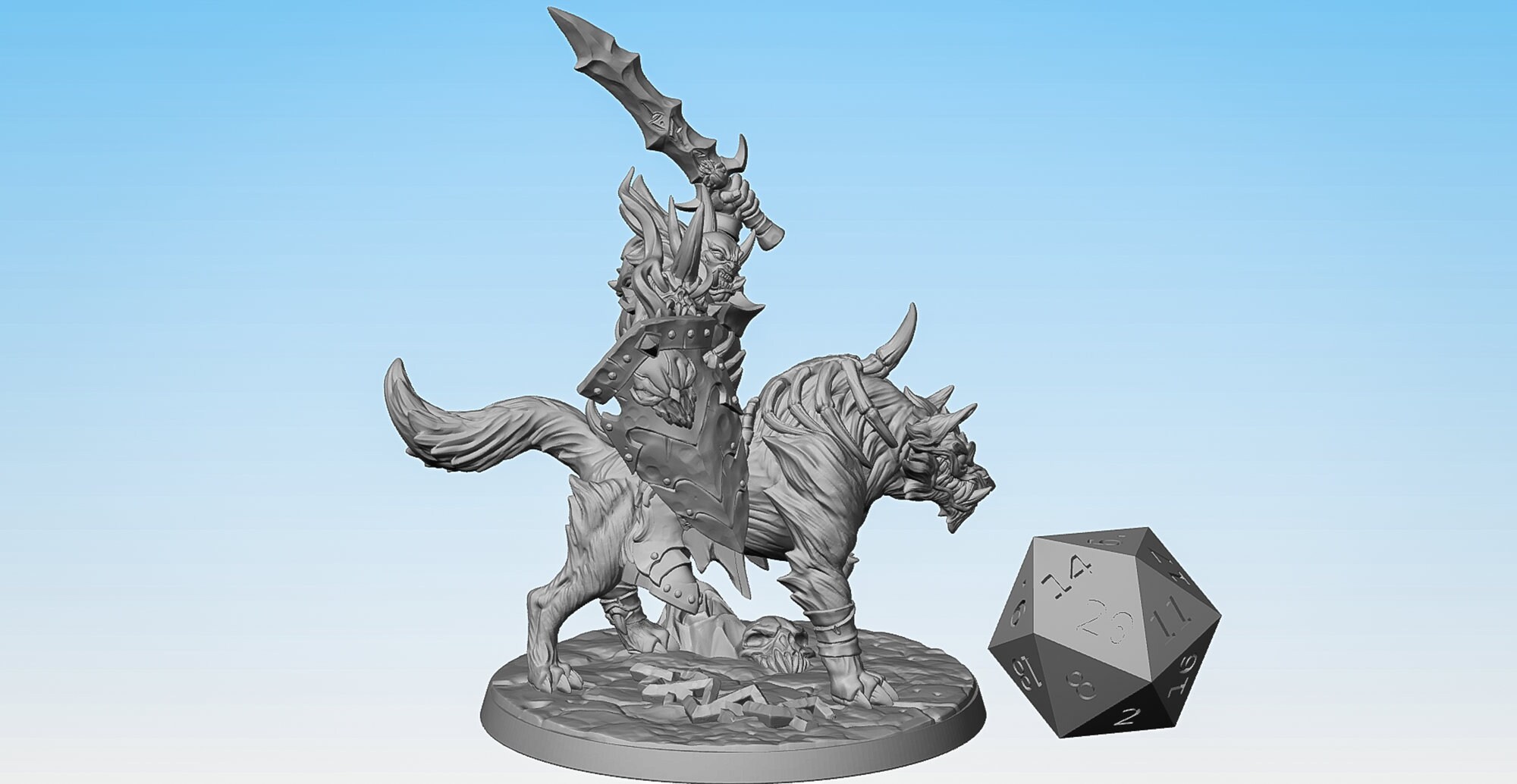 RPG Dungeons and Dragons FROST ORC Worg Rider B Tabletop DnD 28 mm ...