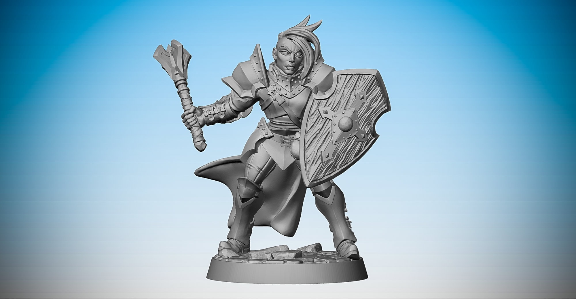 Female HUMAN WARRIOR mace & Shield Dungeons and - Etsy