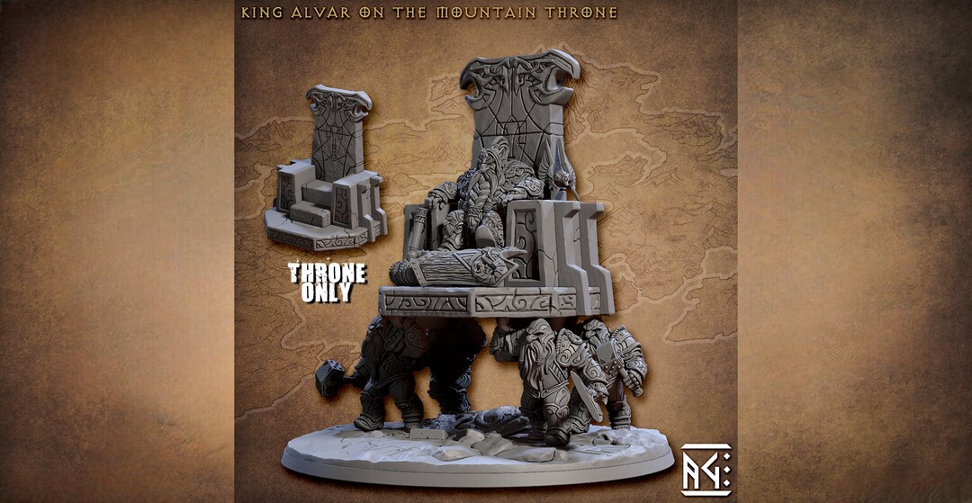 Dwarf "the Mountain Throne + Alvar" | 8K 3D Print | Dungeons and ...