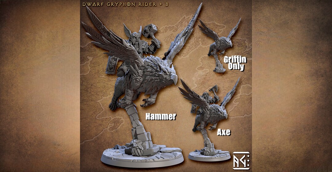 Dwarf "dwarf Gryphon Rider C" | 8K 3D Print | Dungeons and Dragons ...