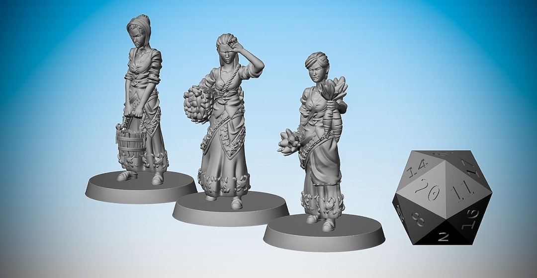 PEASANT Female COMMONER 3 Versions Townsfolk Npc Dungeons and Dragons ...