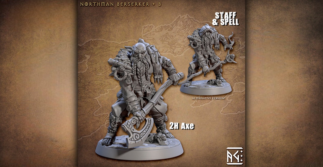 Barbarian Shaman skutagaard Northmen Berserker B 8K 3D Print Dungeons ...