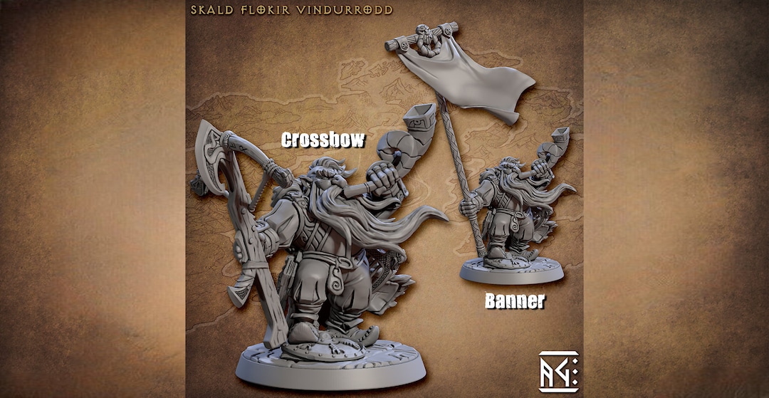 Dwarf skald Flokir Vindurrodd 8K 3D Print Dungeons and Dragons Dnd ...