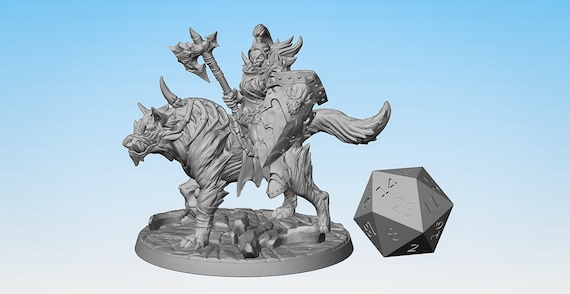 RPG Dungeons and Dragons FROST ORC Worg Rider B Tabletop DnD 28 mm ...
