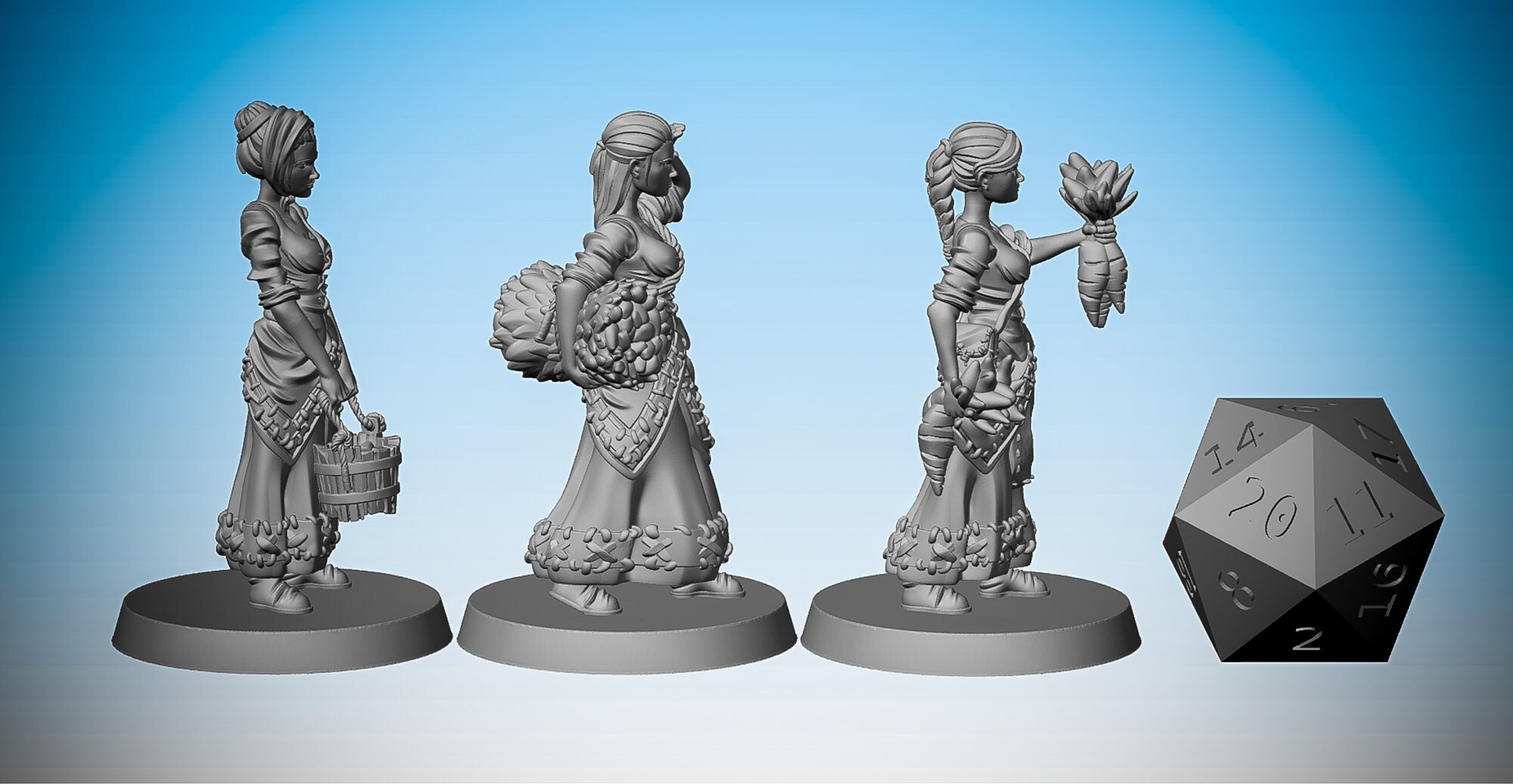 PEASANT Female COMMONER 3 Versions Townsfolk Npc Dungeons - Etsy