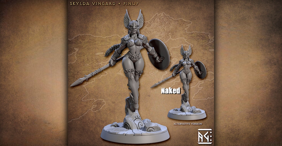 Valkyrie f pinup Skylda Vingard 12K 3D Print Dungeons and Dragons Dnd ...
