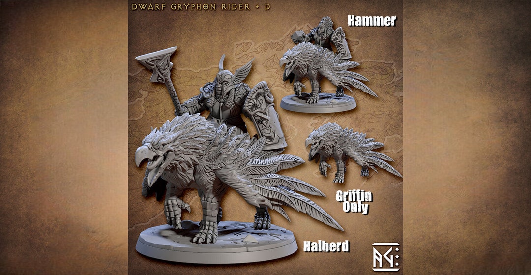 Dwarf dwarf Gryphon Rider D 8K 3D Print - Etsy