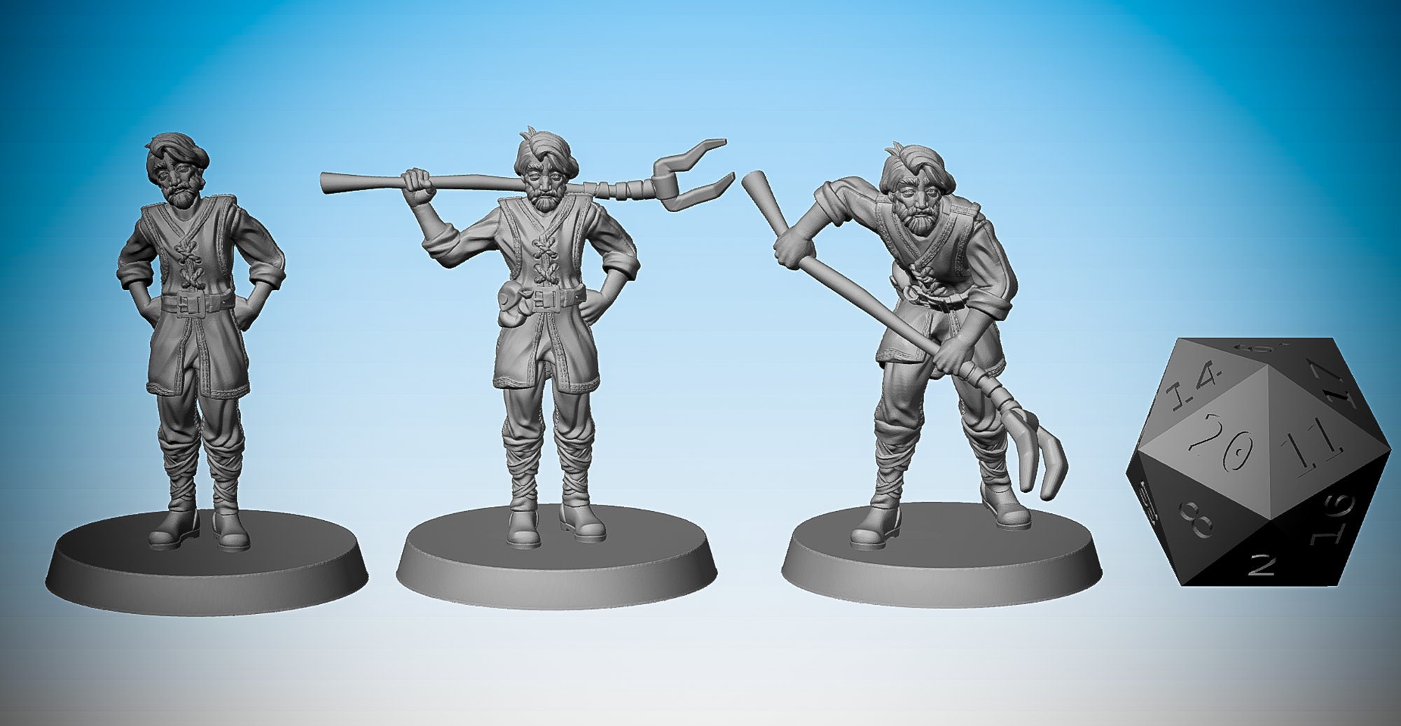 PEASANT COMMONER 3 Versions Townsfolk Npc Dungeons and - Etsy
