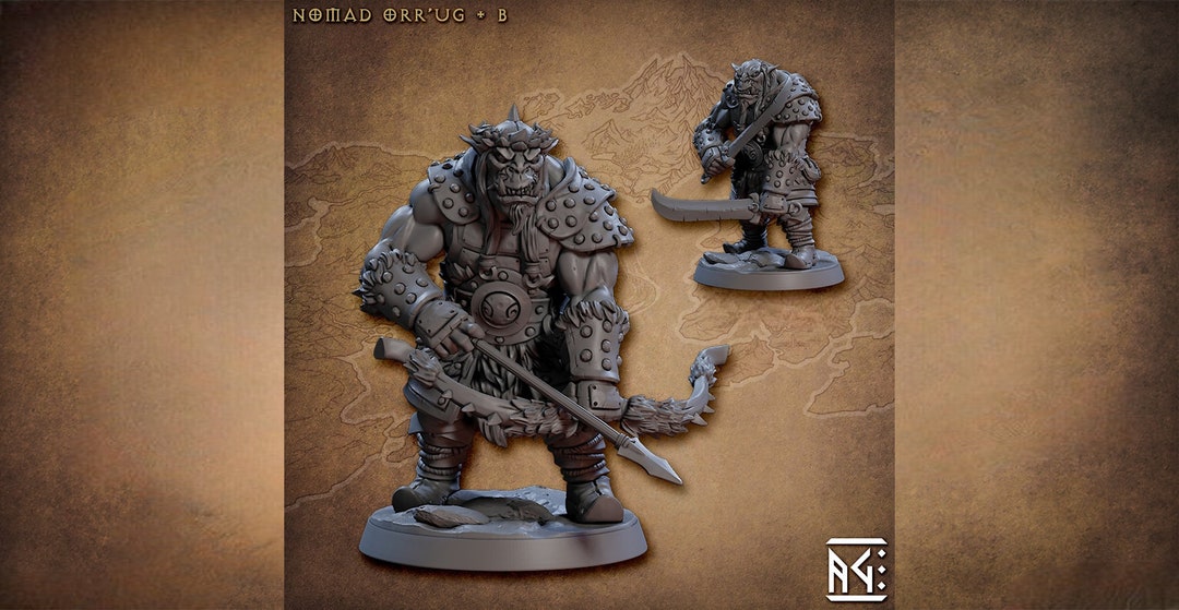 Orc nomad Orr'ug B Fighter 8K 3D Print Dungeons and Dragons Dnd ...