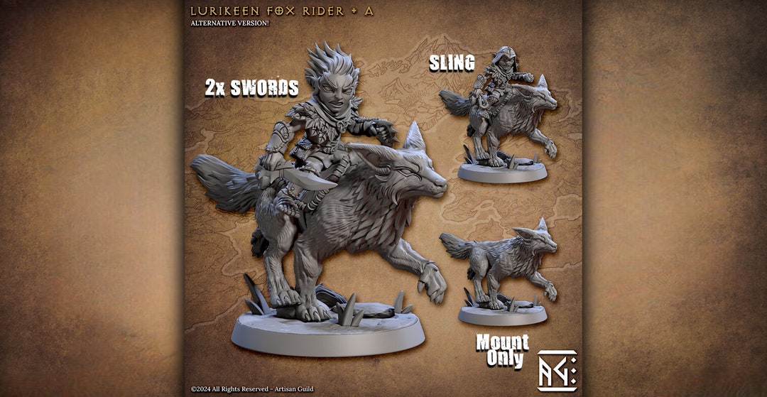 Halfling fox Rider A 12K 3D Print Dungeons and Dragons Dnd Pathfinder ...