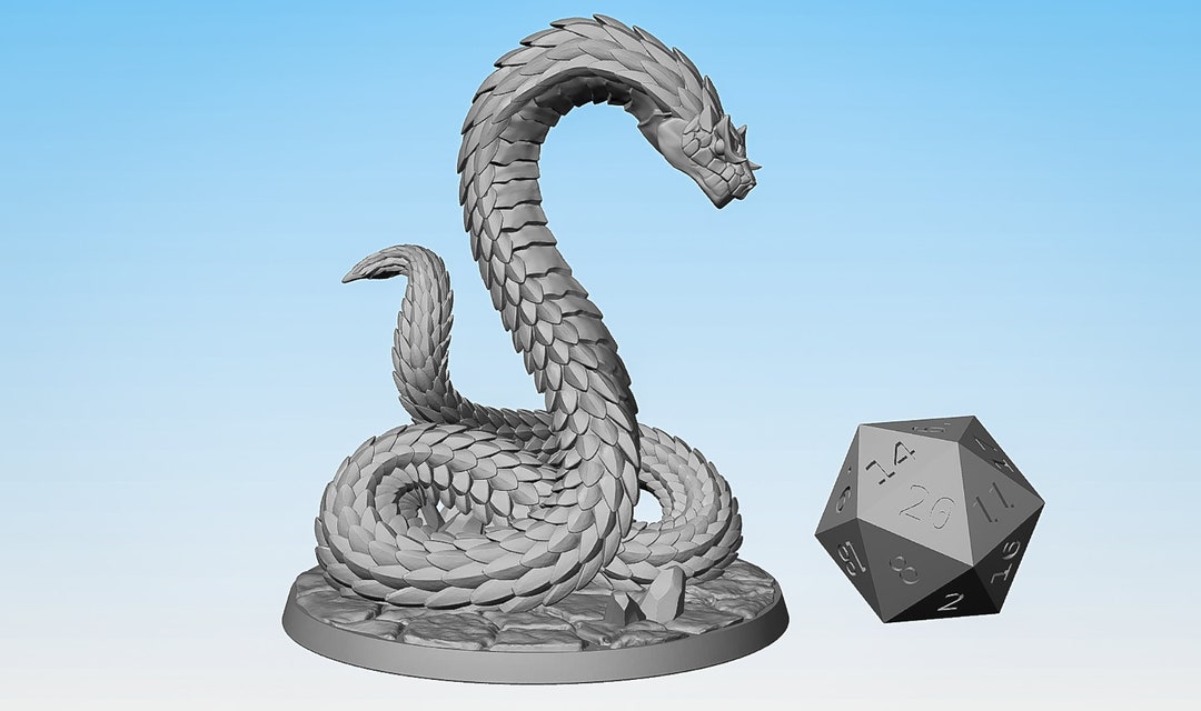 GIANT SNAKE b 3D Print Mini Resin Dungeons and Dragons Pathfinder ...
