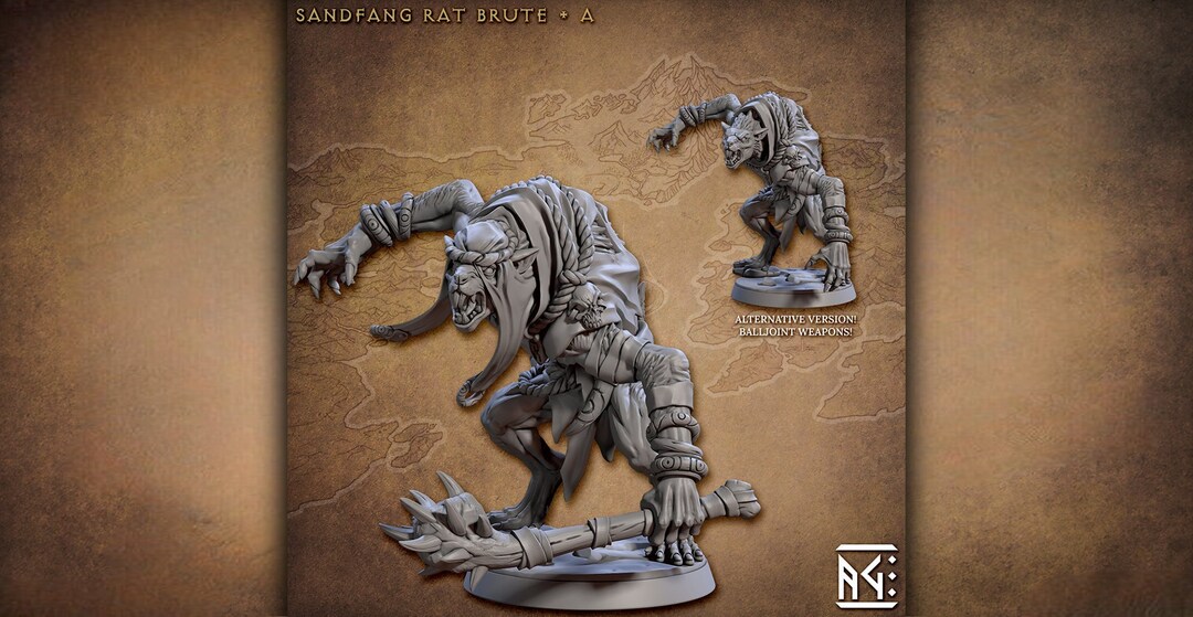 SKAVEN RATKIN Barbarian brute A 8K 3D Print Dungeons and Dragons Dnd ...