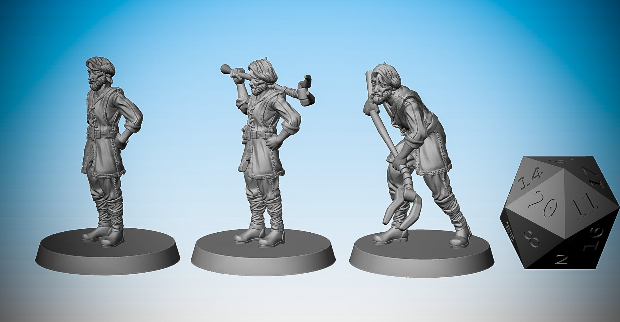 PEASANT COMMONER 3 Versions Townsfolk Npc Dungeons and - Etsy