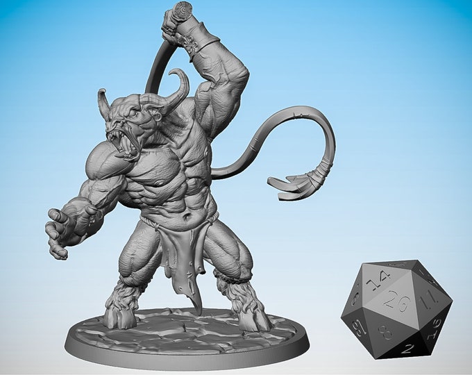 Minotaur Slaver Bull Beast Dungeons and Dragons Monster Minoc 28mm ...