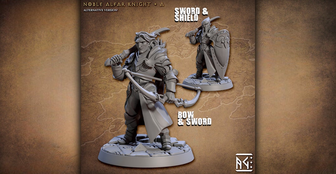 Elf noble Alfar Knight A 12K 3D Print Dungeons and Dragons Dnd ...