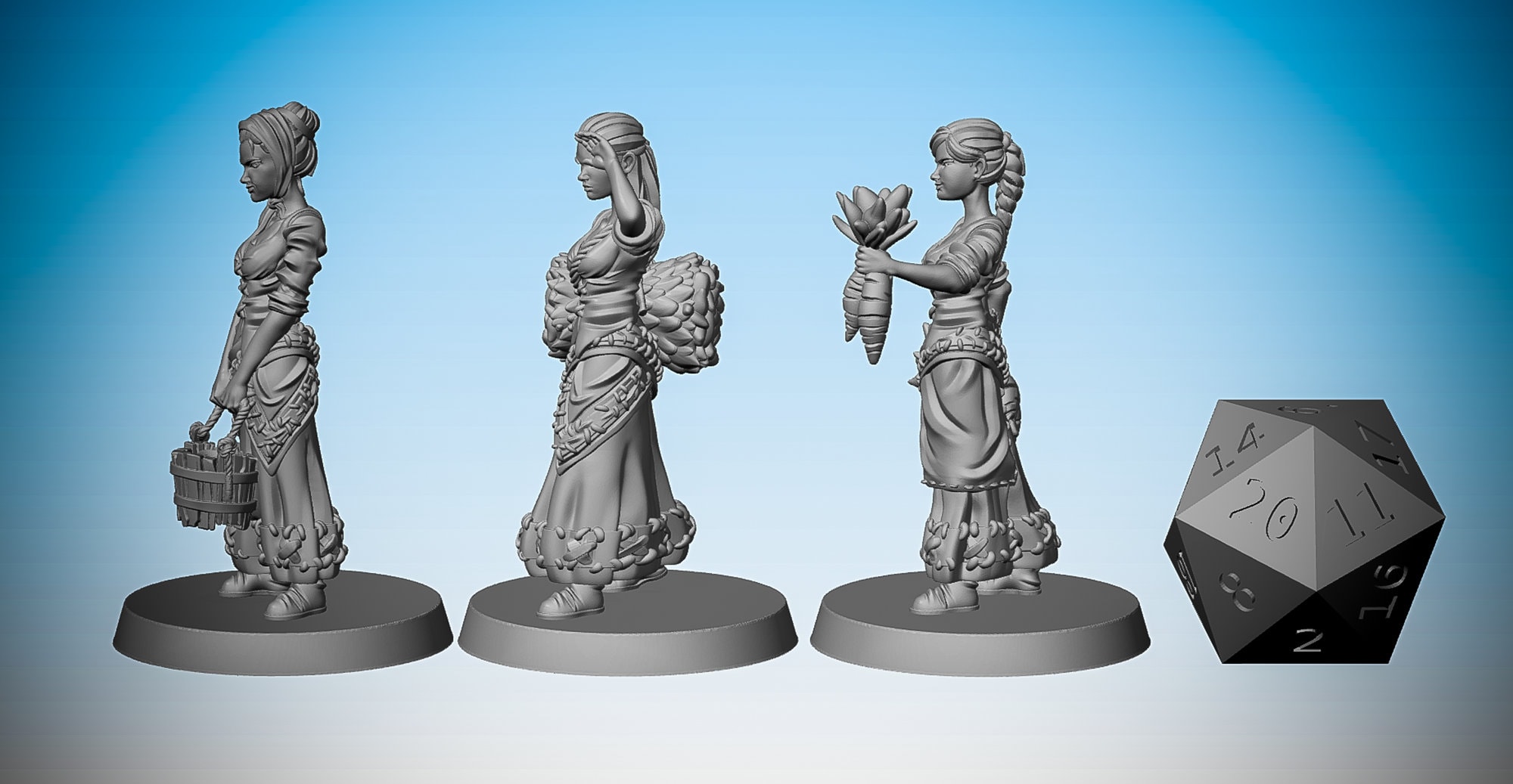 PEASANT Female COMMONER 3 Versions Townsfolk Npc Dungeons - Etsy