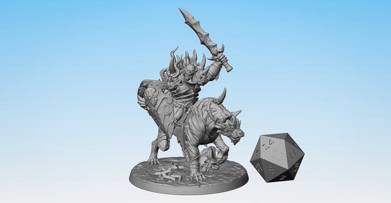 RPG Dungeons and Dragons FROST ORC Worg Rider B Tabletop DnD 28 mm ...