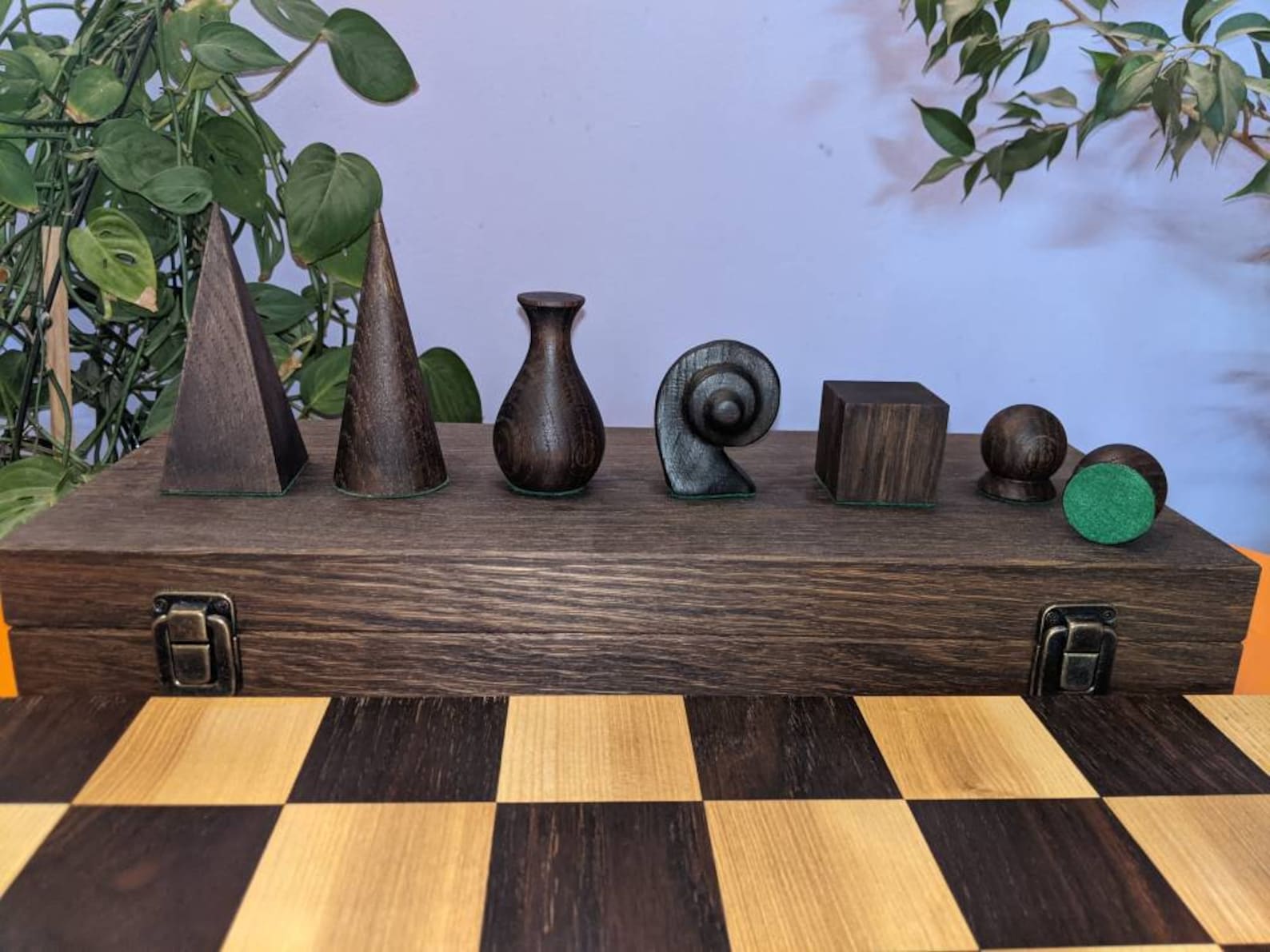 Handmade Wood Abstract Geometric Chess Set - Etsy