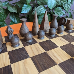 Handmade Wood Abstract Geometric Chess Set - Etsy