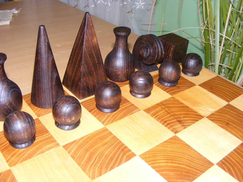 Handmade wood abstract geometric chess set. 18 inch thick | Etsy