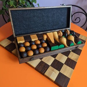 Handmade Wood Abstract Geometric Chess Set - Etsy