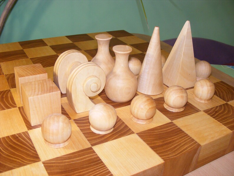 Handmade wood abstract geometric chess set. 18 inch thick | Etsy