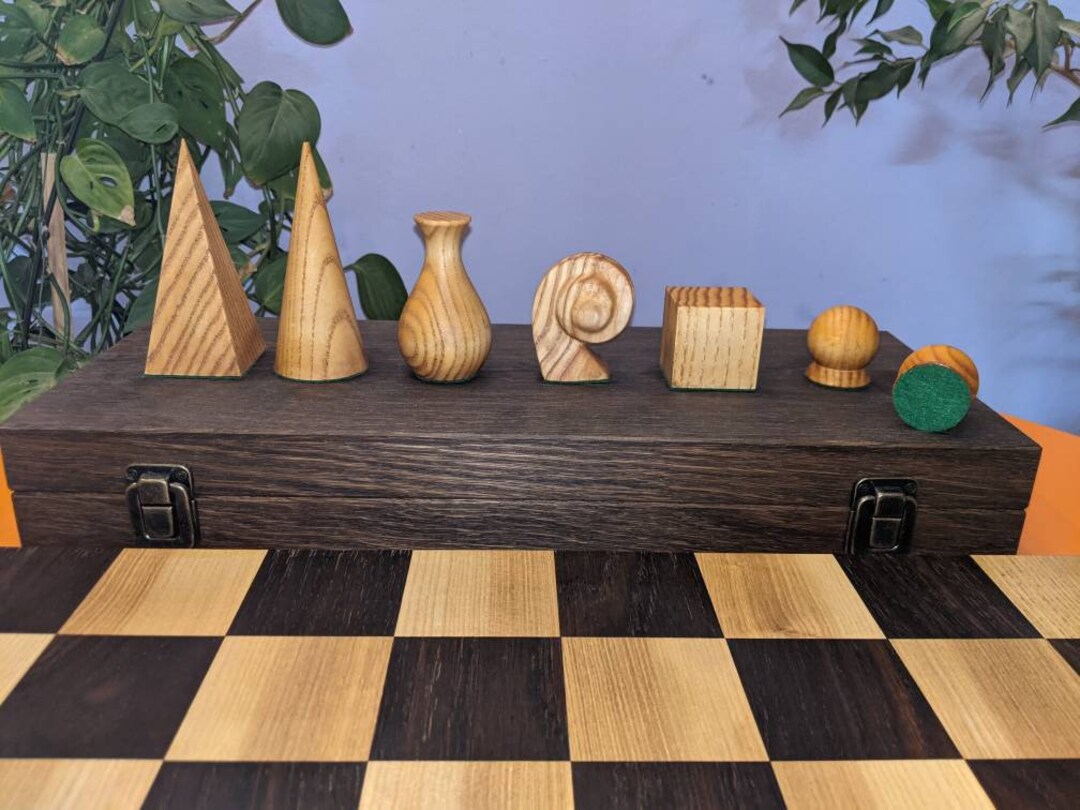 Handmade Wood Abstract Geometric Chess Set - Etsy