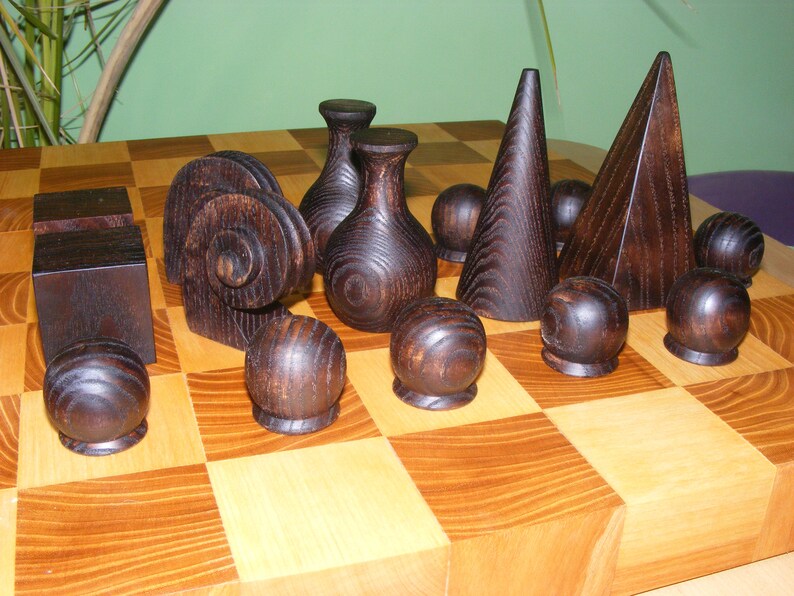 Handmade wood abstract geometric chess set. 18 inch thick | Etsy