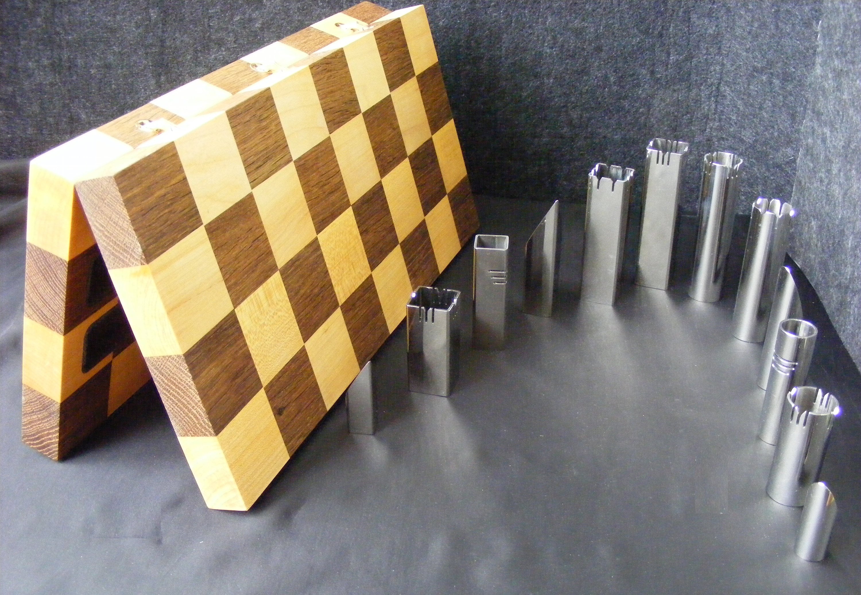Foldable Stainless Steel Chess Set with Wooden Chessboard/box. | Etsy