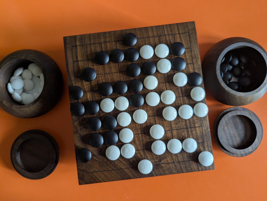 9x9 Goban With an Unusual Natural Wood Texture. Hand Carved Solid ...