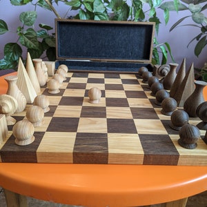Handmade Wood Abstract Geometric Chess Set - Etsy