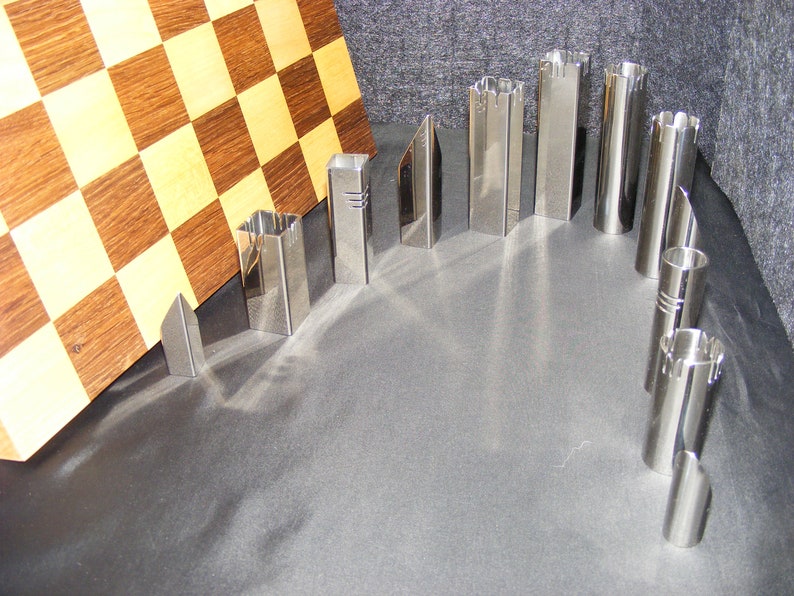 Foldable Stainless Steel Chess Set With Wooden Chessboard/box. - Etsy
