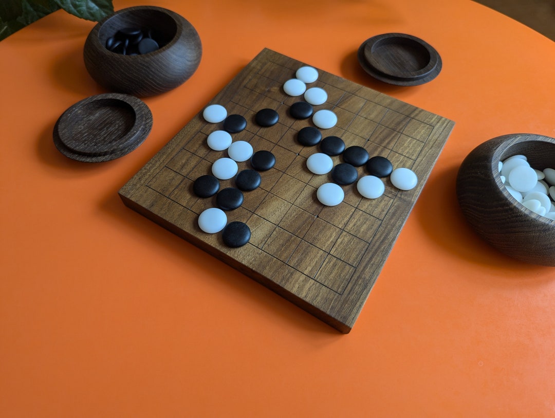 9x9 Goban. Thin Walnut Wood. Hand Carved Legless Game Go Board - Etsy