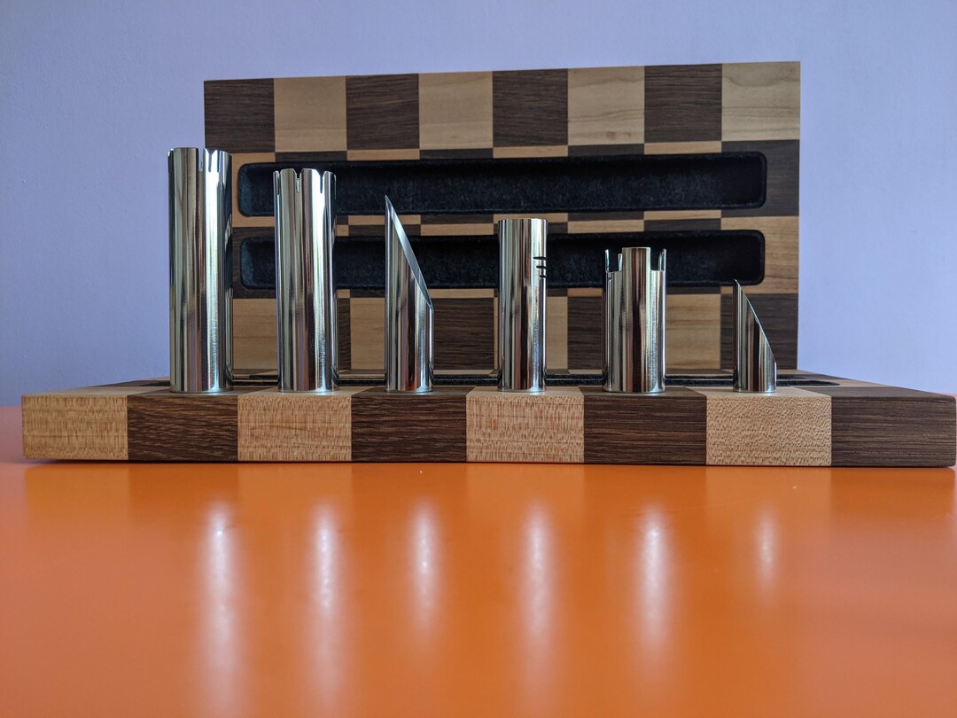 Foldable Stainless Steel Chess Set With Wooden Chessboard/box. Handmade ...