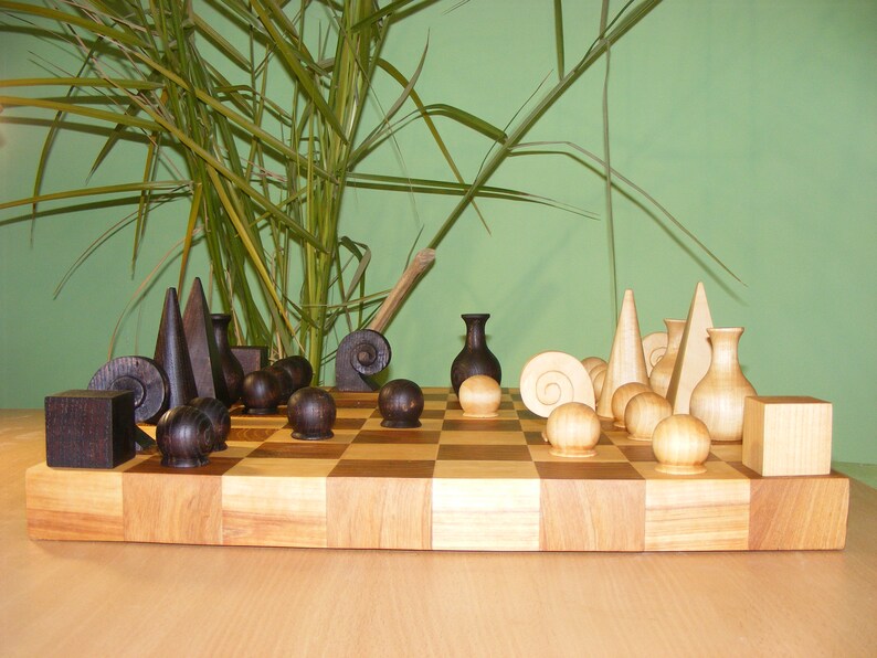Handmade wood abstract geometric chess set. 18 inch thick | Etsy