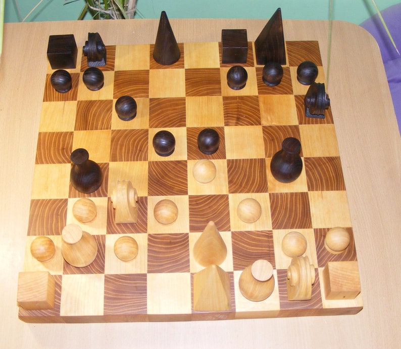 Handmade wood abstract geometric chess set. 18 inch thick | Etsy