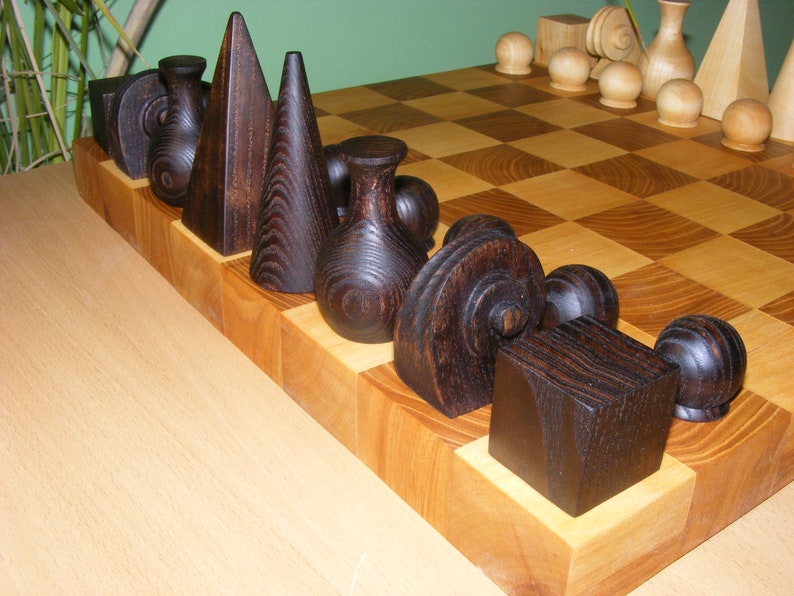 Handmade wood abstract geometric chess set. 18 inch thick | Etsy