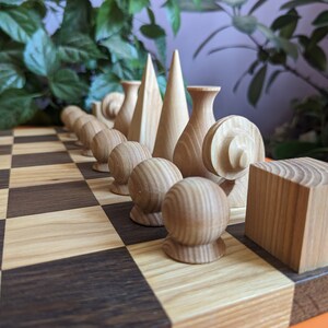 Handmade Wood Abstract Geometric Chess Set - Etsy