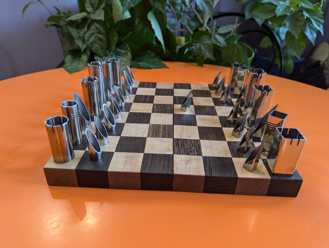 Small Foldable Stainless Steel Chess Set With Wooden Chessboard/box ...