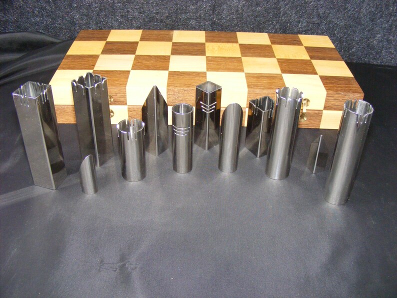 Foldable Stainless Steel Chess Set With Wooden Chessboard/box. - Etsy