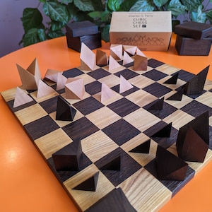 Cubic Chess Set by Charles O. Perry. Handmade Wooden Reproduction - Etsy