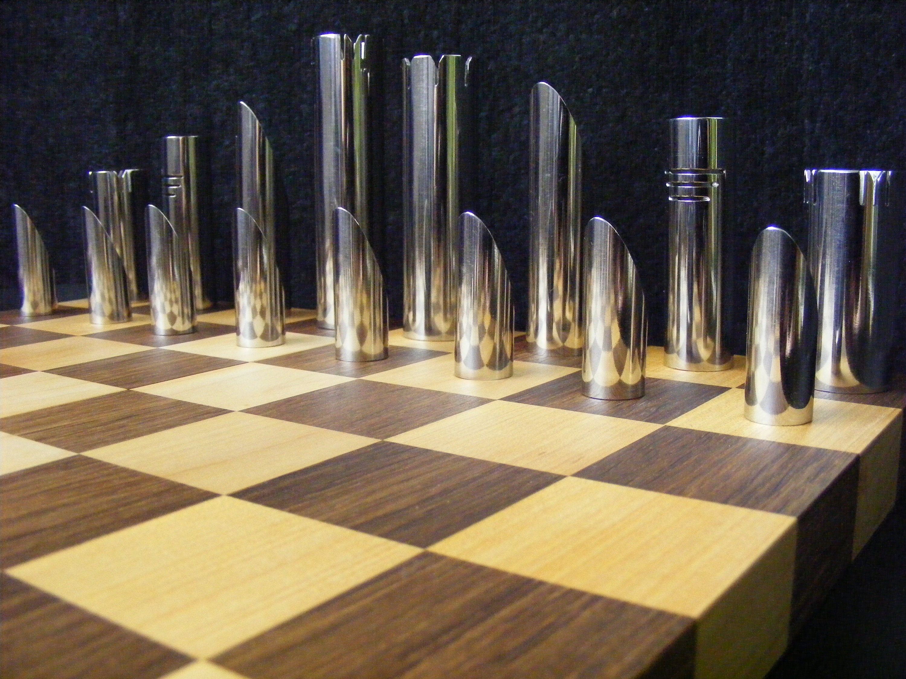 Foldable Stainless Steel Chess Set with Wooden Chessboard/box. | Etsy