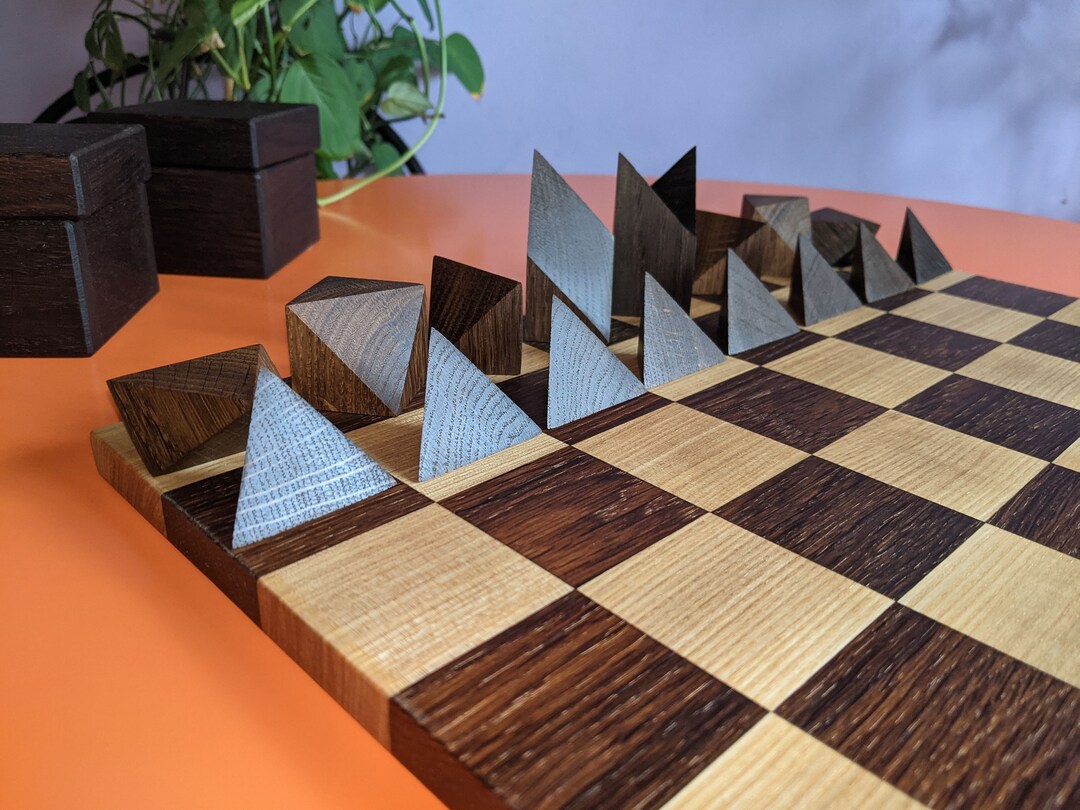 Cubic Chess Set by Charles O. Perry. Handmade Wooden - Etsy