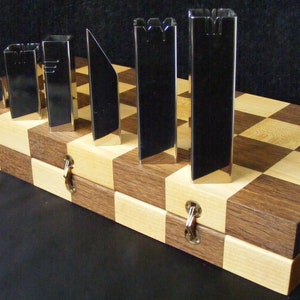 Foldable Stainless Steel Chess Set With Wooden Chessboard/box. - Etsy