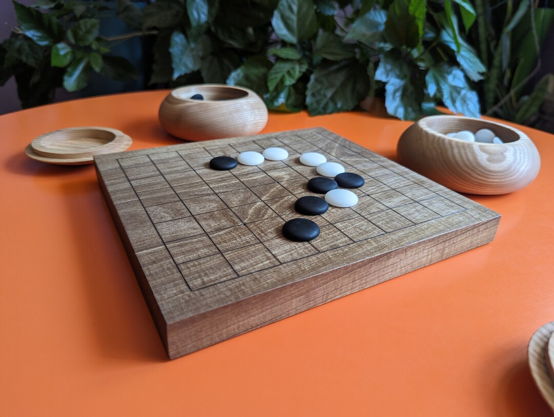 9x9 Goban. Thin Light Walnut Wood. Hand Carved Game Go Board - Etsy