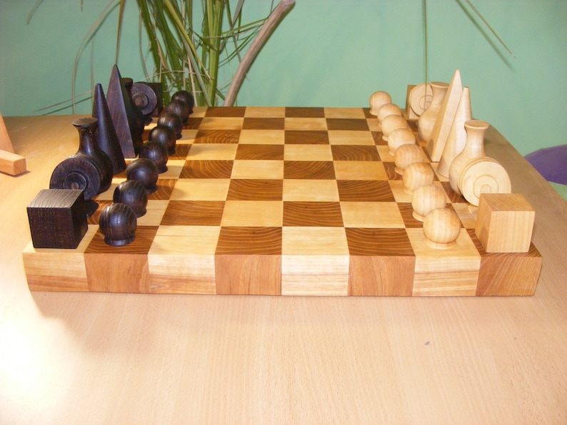 Handmade wood abstract geometric chess set. 18 inch thick | Etsy