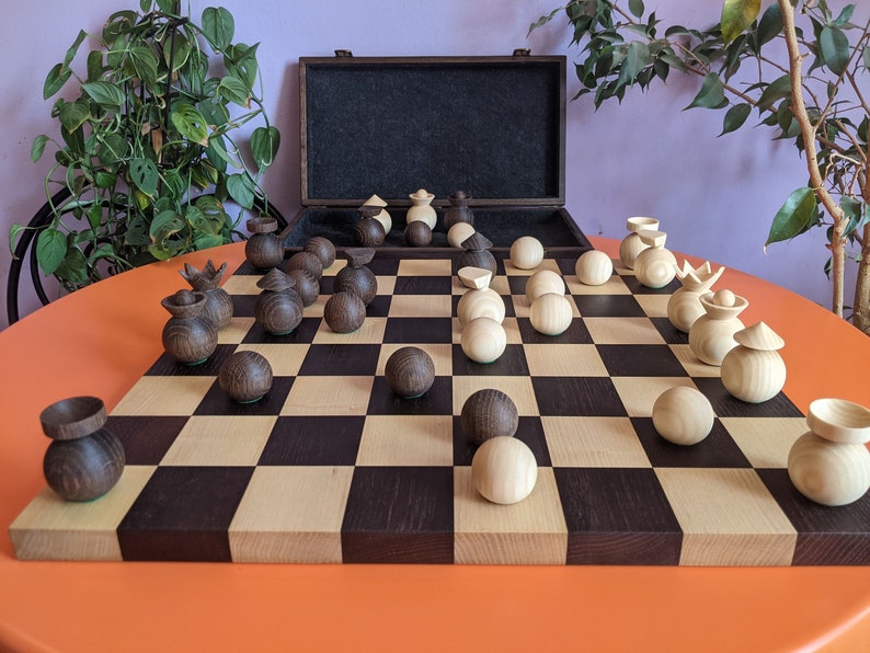 Modern Minimalist Chess Set 2022 Ukraine. Handmade Wooden - Etsy