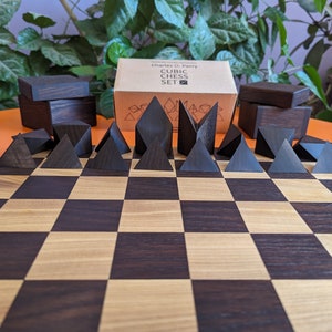 Cubic Chess Set by Charles O. Perry. Handmade Wooden Reproduction - Etsy