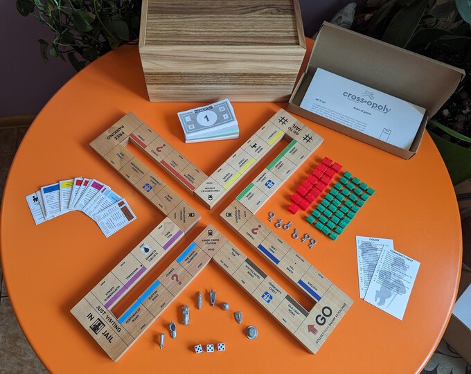 Board Game Crossopoly. Wood Edition. Handmade Unique Monopoly - Etsy