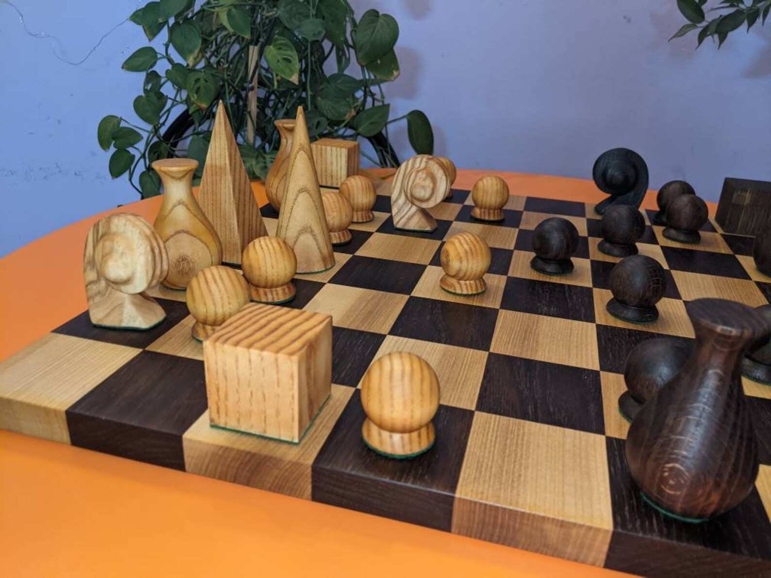 Handmade Wood Abstract Geometric Chess Set - Etsy